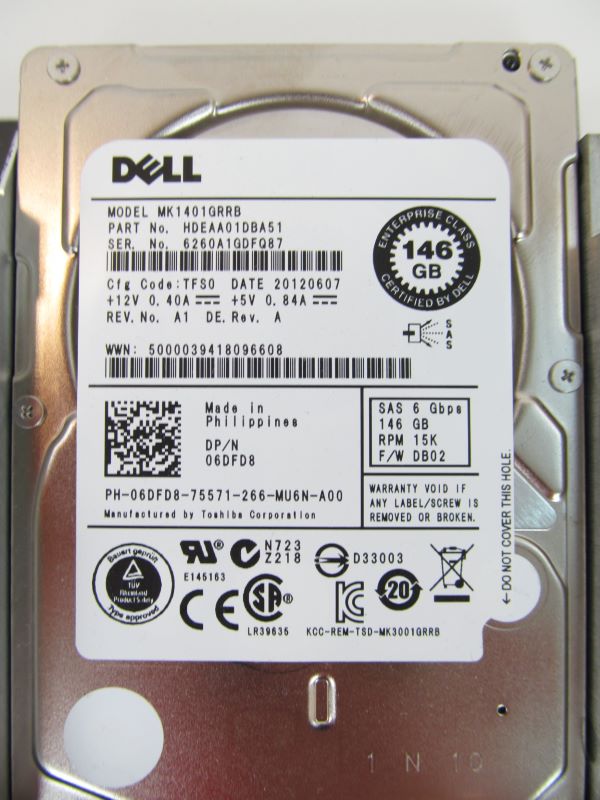 Dell 6DFD8 146GB 15K SAS 2.5 6G MK1401GRRB