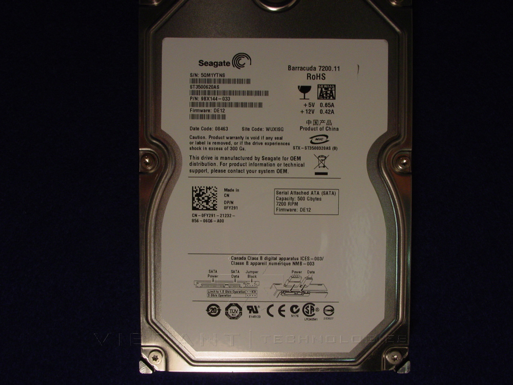 Dell 9BX144-033 500GB SATA 7200rpm Hard Drive Dell Labeled