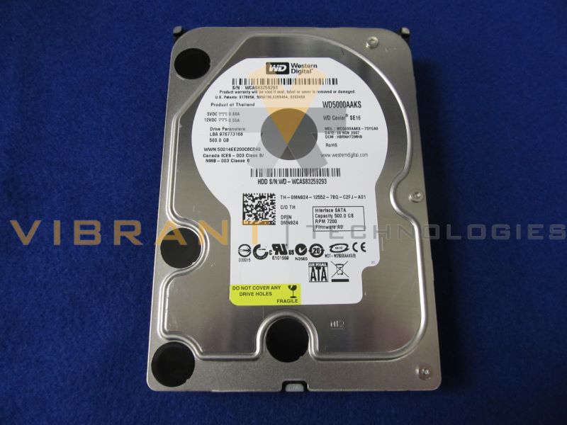 Dell WD5000AAKS-75YGA0 500GB SATA II 7200rpm Hard Drive Dell Labeled