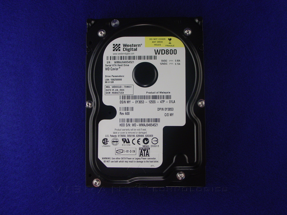 Dell WD800JD-75HKA1 80GB SATA 7200RPM Hard Drive Dell Labeled