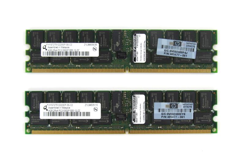 HP 408854-B21 8GB REG PC2-5300 2 X 4GB 2RANK Server Memory KIT